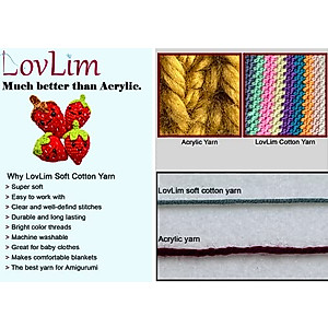LovLim Crochet Yarn kit, 16 Soft Cotton Yarn Skeins,1000+ Yards, for Crochet and Knitting, Free Crochet/Amigurumi Patterns, Craft DK Yarn Perfect Starter Kit