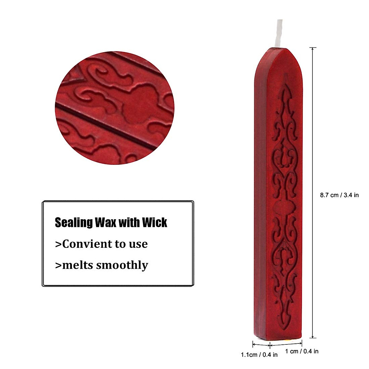 TELOSMA 6PCS Blood Red Sealing Wax Sticks with Wick, Suitable for Envelope, Invitation, Gift Wrapping, Wine Bottle, Tea or Cosmetics Box