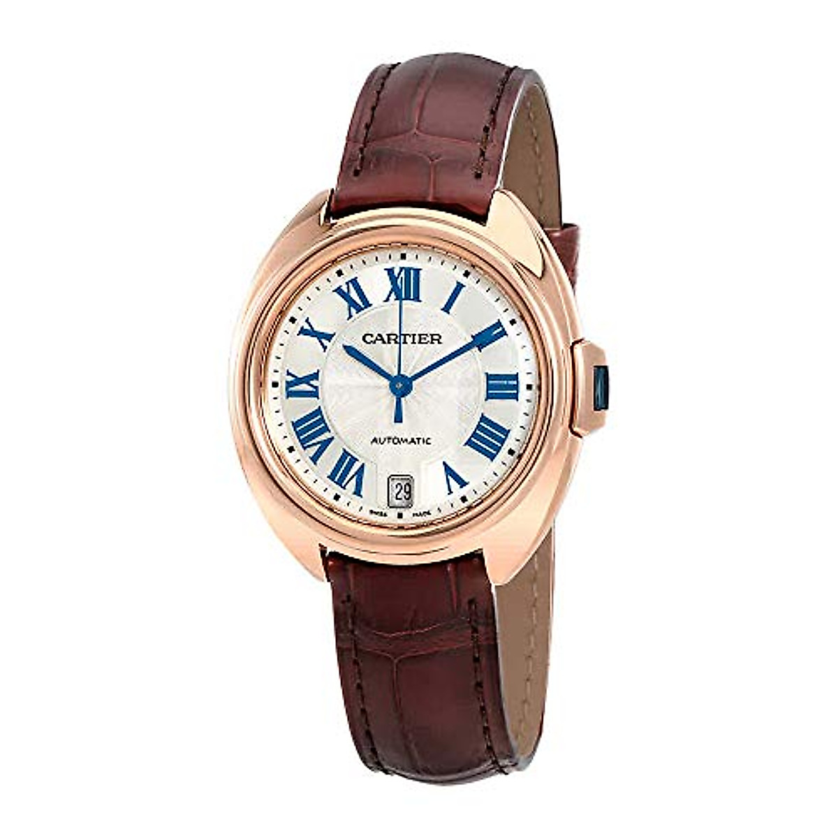 Cartier Cle Automatic 18kt Rose Gold Flinque Sunray Dial Ladies Watch WGCL0013