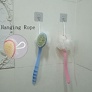 2 Pack Body Brush Back Scrubber for Shower Bath Back Scrubber with Soft Loofah and Bristles Back Scrubber Bath Mesh Sponge with Curved Long Handle Suitable for Wet or Dry, Women and Men (2PACK Set)