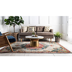 Unique Loom Penrose Collection Area Rug - Alexis (5' 1" x 8' Rectangle, Ivory/ Blue)