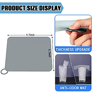 Yinkin 6 Pcs Shower Drain Cover Silicone Floor Drain Cover Anti-odor Mat for Shower Tub Stopper Shower Drain Cover for Bathtub Kitchen Laundry Sink Accessories (Grey, 5.79 x 5.79 Inch)