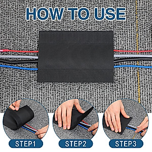 WILLBOND Carpet Cord Cover Cable Grip Floor Cover Cable Protector Management Only for Commercial Office Carpet(Black,147.64 ft)