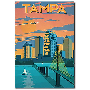 Tampa Travel Vintage Art Refrigerator Magnet Size 2.5" x 3.5"