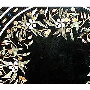 24" X 24" inch Marble Dining Table Pietra Dura Inlay Floral Marquetry Design Living Room Table, Conference Table, Office Table
