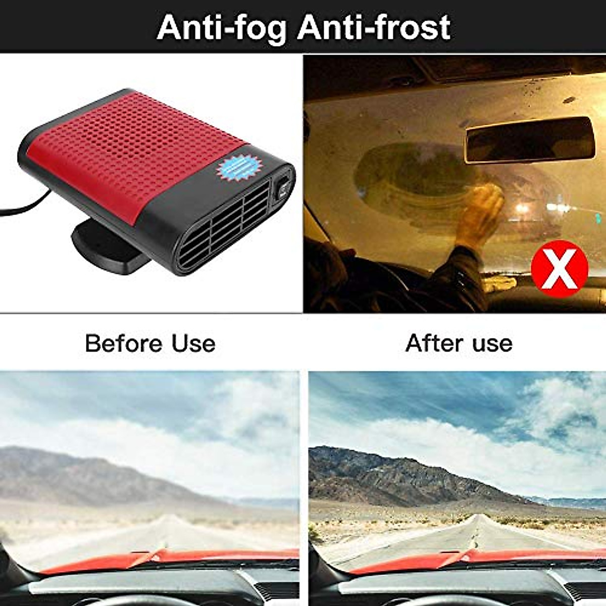 10Pcs Car Heater,12V utomobile Windscreen Fan, Portable Fan Heater & Cooler Defrost Defogger Space Automobile Heating Defrost for Fast Heating Defrost Defogger (Red)