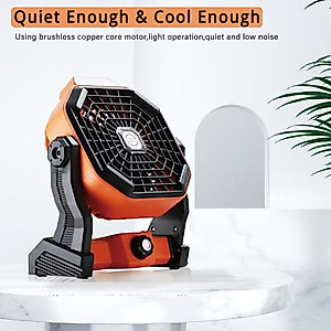 TUNISE Battery Operated Fan, Outdoor Fan,Camping Fans for Tents, 7800mAh Usb Rechargeable Fan, Camping LED Lantern, 3 Speeds Brightness, Ceiling Fan with Hook, Strong Wind Quiet, Sturdy Drop Resistant
