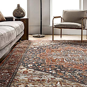 nuLOOM Oliveira Floral Medallion Fringe Area Rug, 5' 3" x 7' 7", Red