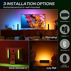 GOOZY 2PCS Smart LED Light Bar,RGB Lamp with Multiple Lighting Effects and Music Modes,for Gaming,Mood Light,PC,TV Backlights,Movies,Room Decoration,Desk,Gaming Accessories Stuff