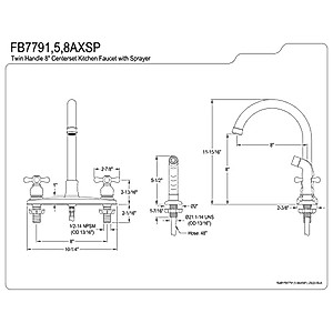 Kingston Brass FB7798AXSP Victorian 8" Centerset Kitchen Faucet, Brushed Nickel