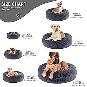 ZEJEUER Cat Bed, Small Dog Bed, Round Donut Washable Plush Fluffy Faux Fur Soft Cushion Beds for Indoor Pets