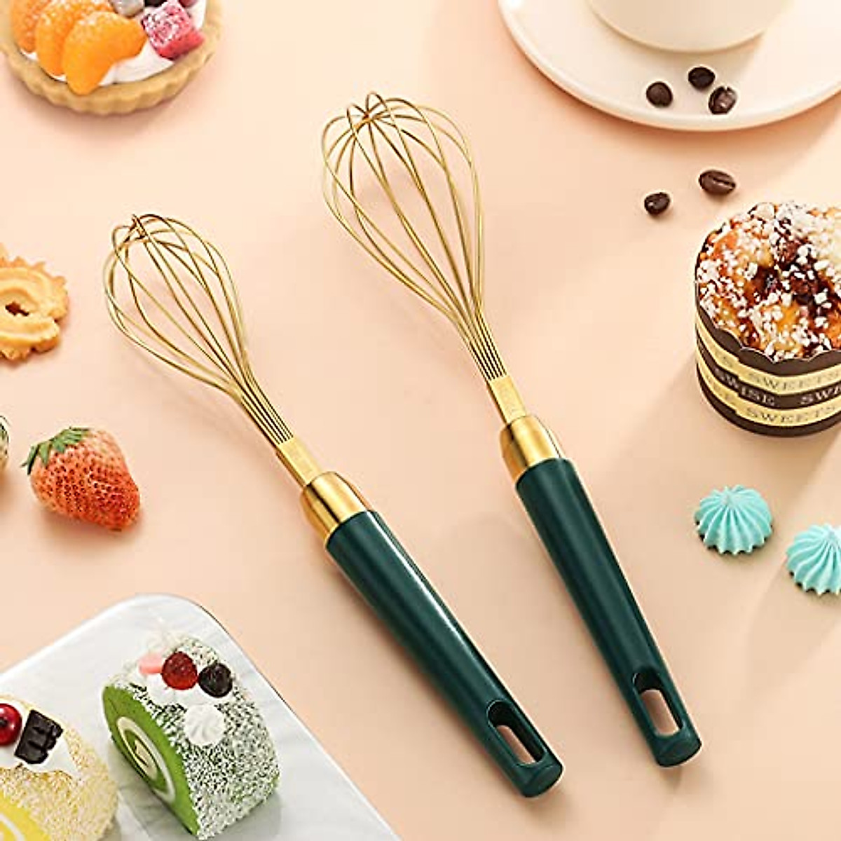 Egg Beater Food Mixer Egg Stainless Steel Material Buttercream Whisk Mixer Kitchen Utensil Cooking Tools 2 Sizes Egg Beaters Manual Kitchen Stainless