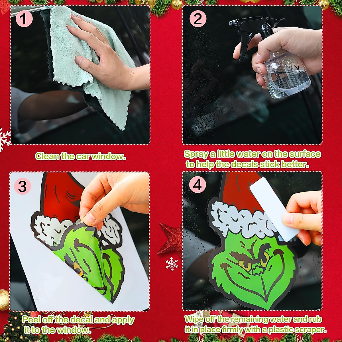 Christmas Car Decorations, 14.9" Christmas Peeking Car Decals Waterproof PVC Rear Windshield Stickers for Holiday Xmas Car Accessories (Style 1)