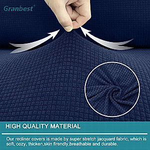 Granbest Water Repellent Futon Cover High Stretch Armless Sofa Covers Foldable Sofa Bed Covers Jacquard Futon Slipcover Waterproof Furniture Protector for Kids, Pets (Futon, Navy Blue)