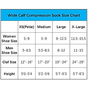 Wide Calf Compression Socks for Women & Men Extra Large Size Support Socks for Nurses Running Pregnant Travel, 15-20 mmHg