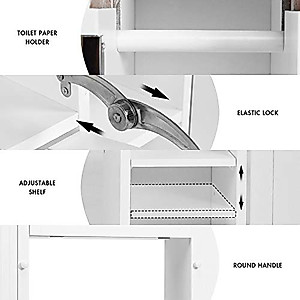 Giantex Over The Toilet Storage Cabinet with 2 Doors and Adjustable Shelves, Over-The-Toilet Rack Bathroom Shelf with Paper Holder, Freestanding Bathroom Storage Over The Toilet for Small Space, White