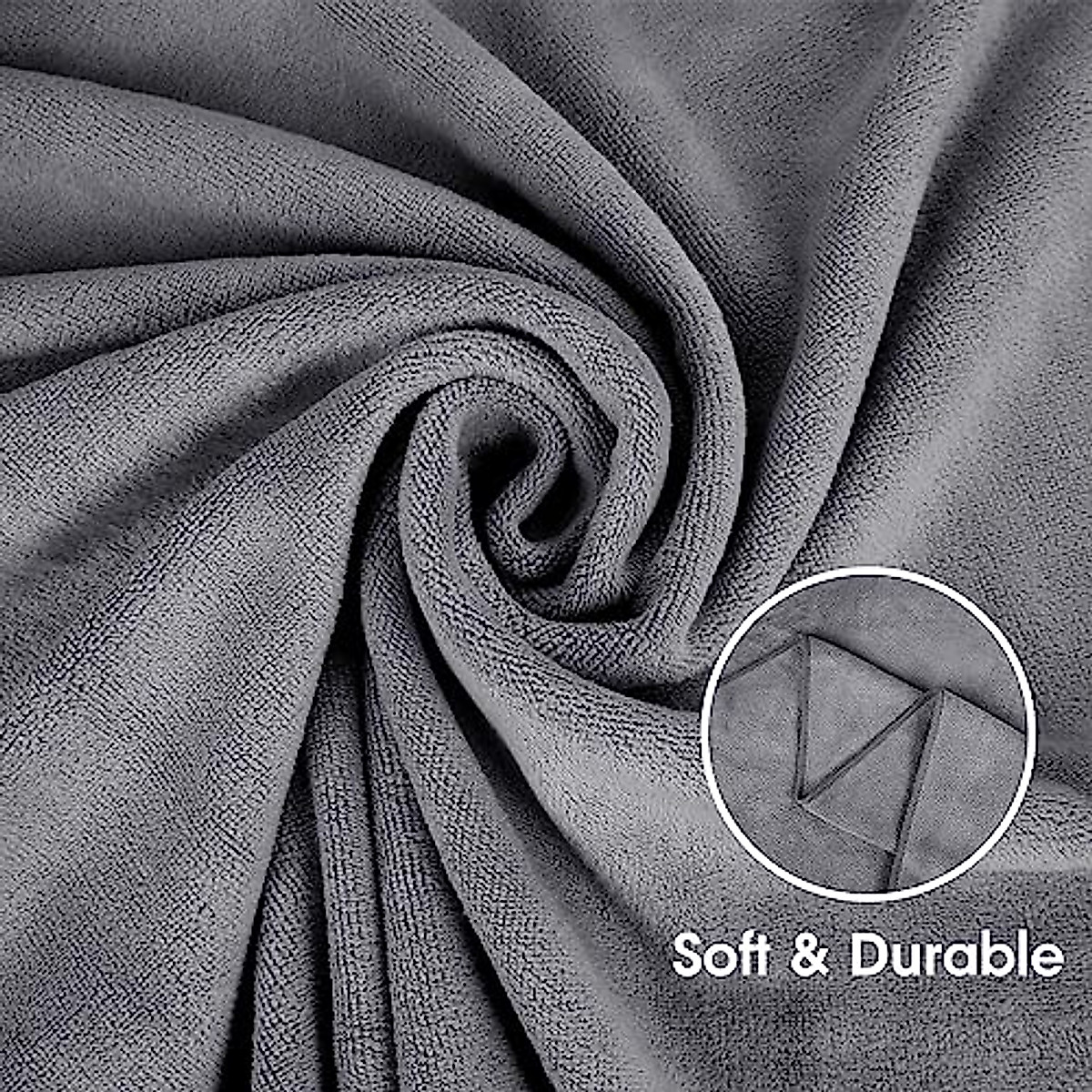 JML Microfiber Bath Towel 2 Pack(30" x 60"), Oversized Thick Towels, Soft, Super Absorbent and Fast Drying, No Fading Multipurpose Use for Sports, Travel, Fitness, Yoga, 30 in x 60 in, Grey 2 Count