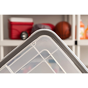 IRIS USA 41 Quart WEATHERPRO Plastic Storage Box with Durable Lid and Seal and Secure Latching Buckles, Weathertight, Clear with Black Buckles, 1 Pack