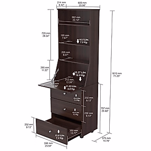 Inval Computer Credenza Work Center, Espresso