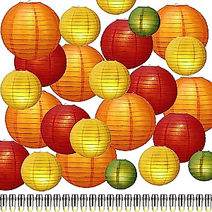 48 Pcs Paper Lanterns and LED Lantern Lights Set 24 Hanging Round Lantern 24 Decorative Battery Powered Lights Paper Lanterns Party Decorations for Indoor Outdoor, 4 Sizes (Pastel Colors)