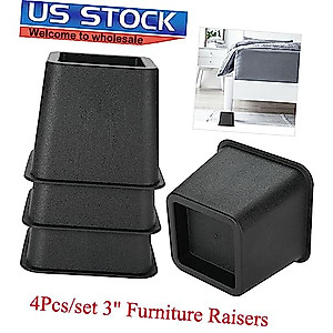 DOITOOL 4pcs Table Leg Protectors Silicone Table Protector Carpet Protector for Furniture Legs Heavy Duty Furniture Lifter Mattress Risers Square Bumper Protective Agent Heightener Floor