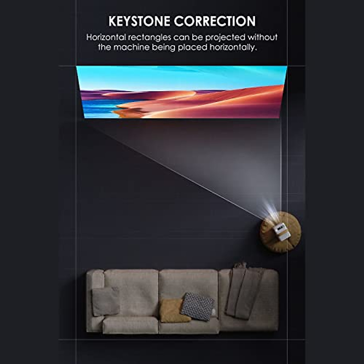 Bluetooth Smart Projector, 4K 100‑240V Portable 150 ANSI Mini Projector for Laptop (US Plug)