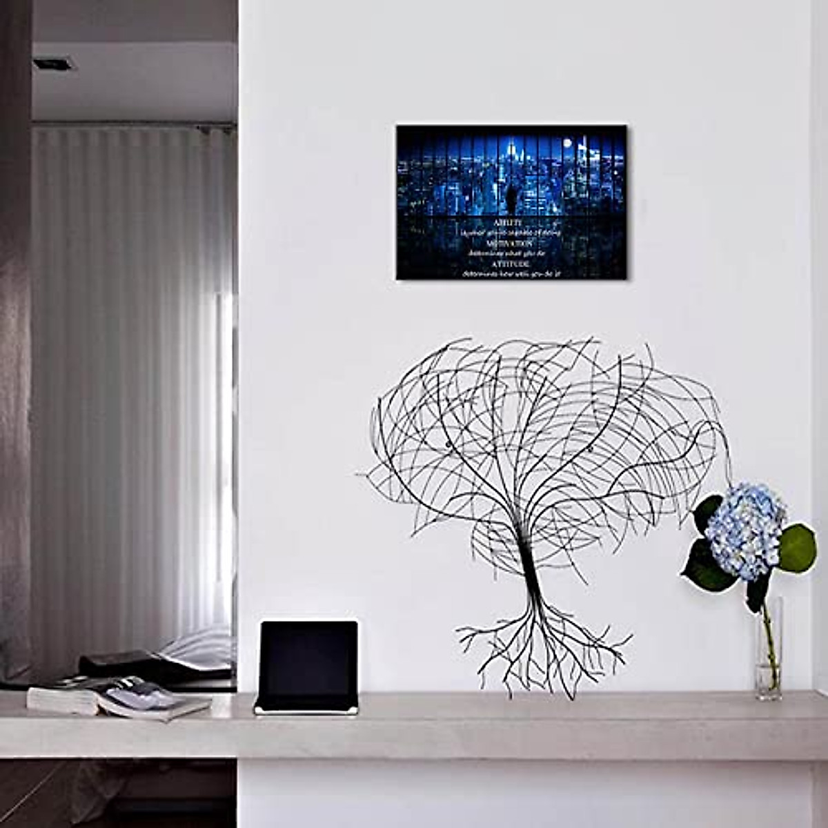 Inspirational Wall Art for Bedroom Positive Quotes Wall Decor New York Skyline Room Decor Men Office Wall Art Entrepreneur Bedroom Art Wall Decor Blue Quotes Wall Pictures Ready to Hang 16x24inch