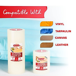 XFasten RV Awning Repair Tape, 3-Inches x 30 Feet, Waterproof Rip Stop Patch for Vinyl, RV punctures, Camper, Awning, Canopy, Tents, Tarpaulin and Greenhouse