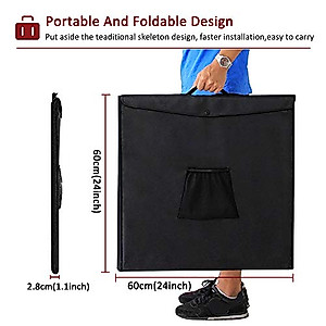 DUCLUS Portable Photo Studio Box 24x24in/60cm, Adjusatable Light Box with 120pcs SMD LED Beads, Photo Shooting Tent with White Light Warm Light and 6 Color Background