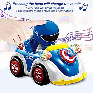 NQD Remote Control Cartoon Car for Toddlers with Music and Lights, 2.4GHz Radio Control RC Race Car, Educational Learning Toys