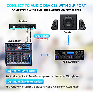 ZERFUN Pro Wireless Microphone System 4 Channel, UHF Metal Cordless Handheld Mics for Church Karaoke Singing, 4x50 Adjustable Frequency(G8 Battery 4 Handheld)