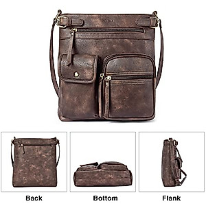 Telena Crossbody Purses for Women Medium PU Leather Shoulder Bag with Multi Pocket for Women Coffee