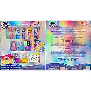 Townley Girl My Little Pony 10 Pcs Sparkly Cosmetic Beauty Makeup Set for Kids Girls Teen with 5 Pcs Lip Gloss, 5 Pcs Nail Polish & Nail Stickers Perfect for Parties, Sleepovers and Makeovers Age 3+