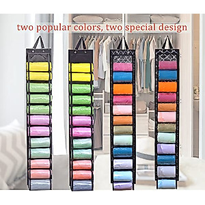 ZFZGFRCS Legging Storage Organizer Hanging Legging Storage Hanger with 24 Compartments, Hanging Legging Holder Organizer for Yoga Leggings Clothes Roll (Black)