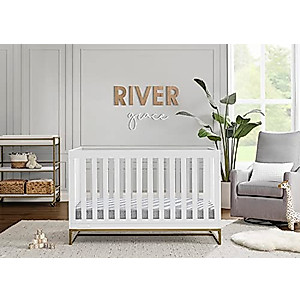Delta Children Jade 4-in-1 Convertible Crib - Greenguard Gold Certified, Bianca White/Bronze