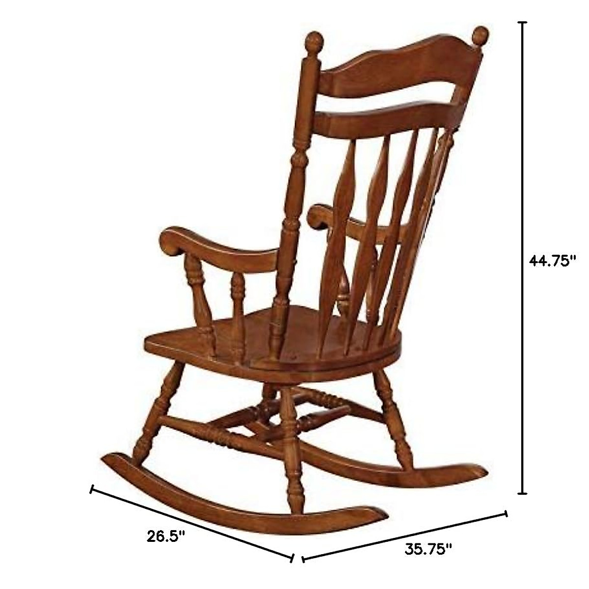 BOWERY HILL Windsor Traditional Rocking Chair in Medium Brown