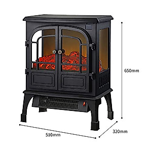 Electric Fireplace Electric Fireplace Heater, Freestanding Fireplace Stove with 3D Log and Fire Effect, Overheating Safety Protection, Remote Control - 2000W Black Atomizing Fireplace