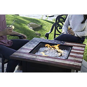 Endless Summer, The Liberty, Square 30" Outdoor Propane Fire Pit, Includes White Fire Glass, Protective Cover, and Patented Hide-Away Door