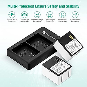 FirstPower Rechargeable Arlo A-4a Battery 2-Pack 5200mAh and Dual USB Charger VMA5400 Compatible with Arlo Ultra, Arlo Ultra 2, Arlo Pro 3 and Arlo Pro 4 Cameras