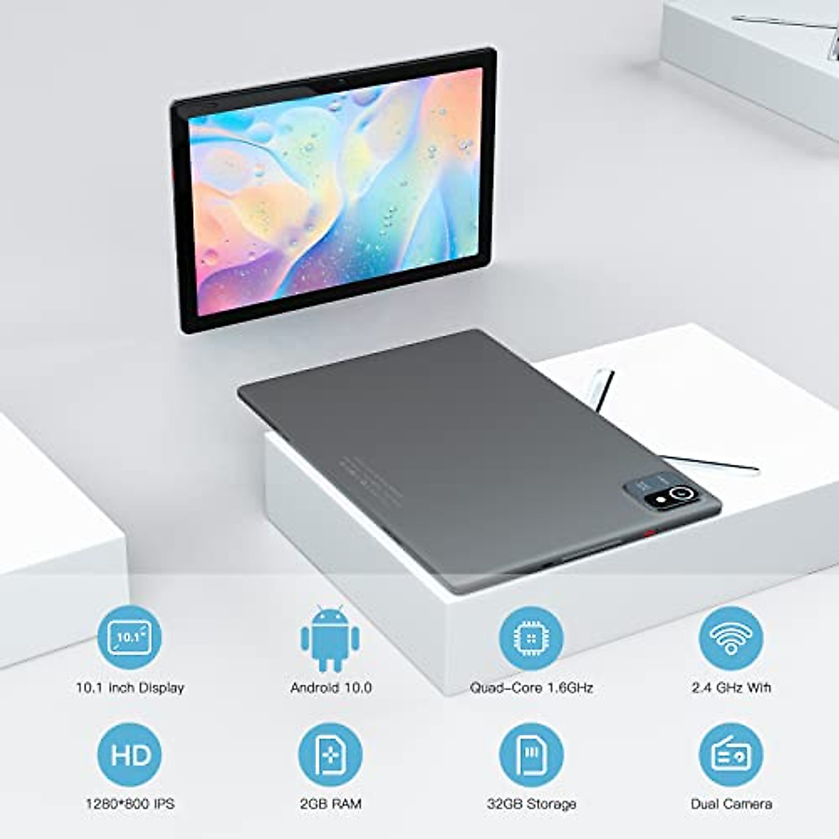 Cheerjoy Android 13 Tablet 10 inch,6GB RAM 64GB ROM, Android Tablet with Dual Camera,1280 * 800 IPS HD Display,5000mAh Battery,Bluetooth,Touch Screen WiFi Tablets (Silver)