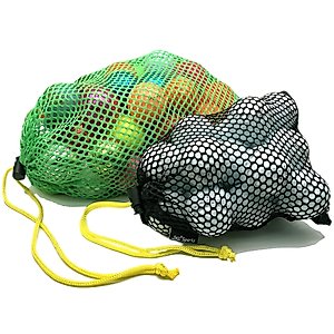 JKL Sports Mesh Bags,Durable Drawstring Bags,Multi-purpose Storage Nets-bags for travel & golf balls, Large & Small Combination Net Bags Golf accessories (Green & Black drawstring pockets)
