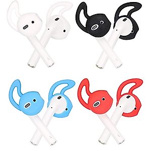JNSA 4 Pairs Hooks and Covers Compatible with AirPods,Compatible with EarPods, Anti Drop Noise Canceling Hook Design for Sport, 4 Pairs Set 4 Colors