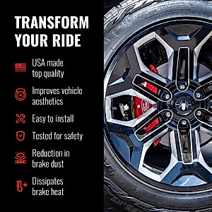 MGP Caliper Covers - Brake Caliper Covers 2012-2020 Ford F-150 (Mechanical Parking Brake) Front and Rear Set - F-150 Logo - Red