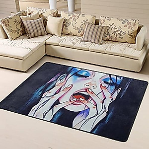SWEET TANG Bedroom Living Room Kitchen Big Size Area Rug Home Art - Goth Gotik Gothic Melancholy Women Girl Art Floor Pad Rugs Fast Dry Bathroom Rug Mat Yoga Mat Throw Rugs Carpet 60 x 39 Inch