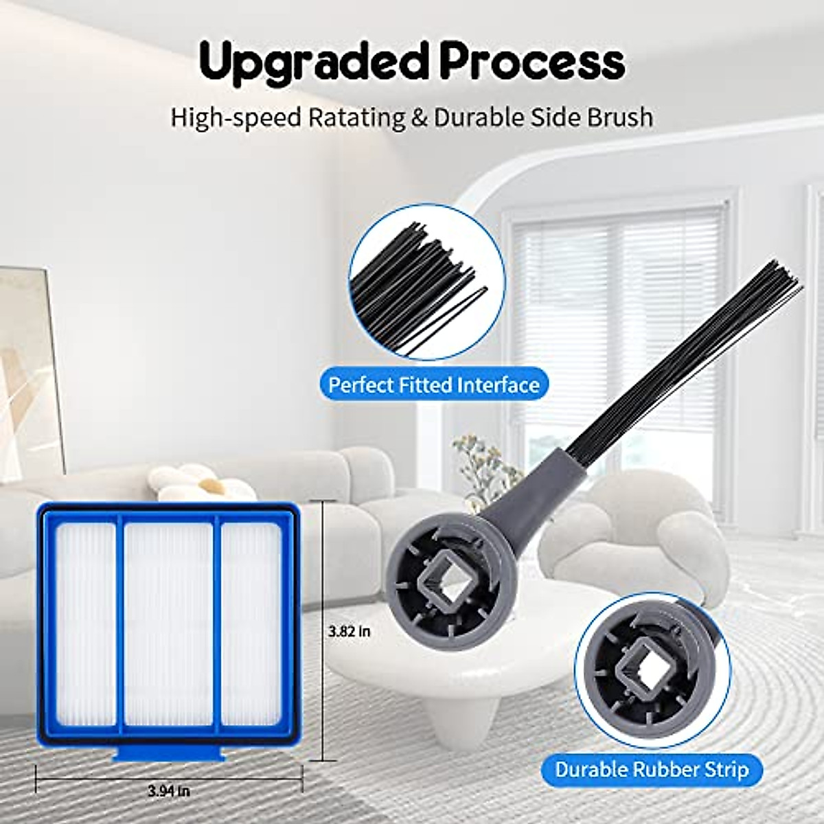 BSRTOP Vacuum Mop Replacement Pads Kit: 10pcs Replacement Parts Side Brushes Filters & Cleaning Mop Pads for Shark RV2001WD AV2001WD Robot