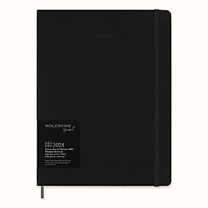 Moleskine 12 Month 2024 PRO Smart Weekly Vertical Planner, Hard Cover, XL (7.5" x 9.5") Black - Compatible with Moleskine Pen+ (Sold Separately)