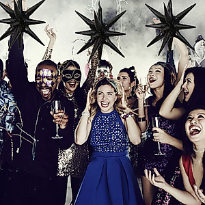 6 Pcs Silver Star Foil Balloons One-Piece 14-Pointed Star Balloons 4D Starburst Cone Mylar Balloons 22inch Christmas Birthday Wedding Wedding Anniversary Party Supplies(Silver)