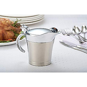 With Hinged Lid Insulated Gravy Boat (450ML/16 OZ) SU304 Stainless Steel Double Wall Gravy Warmer,Serving for Cream, Salad Dressing, Sauce