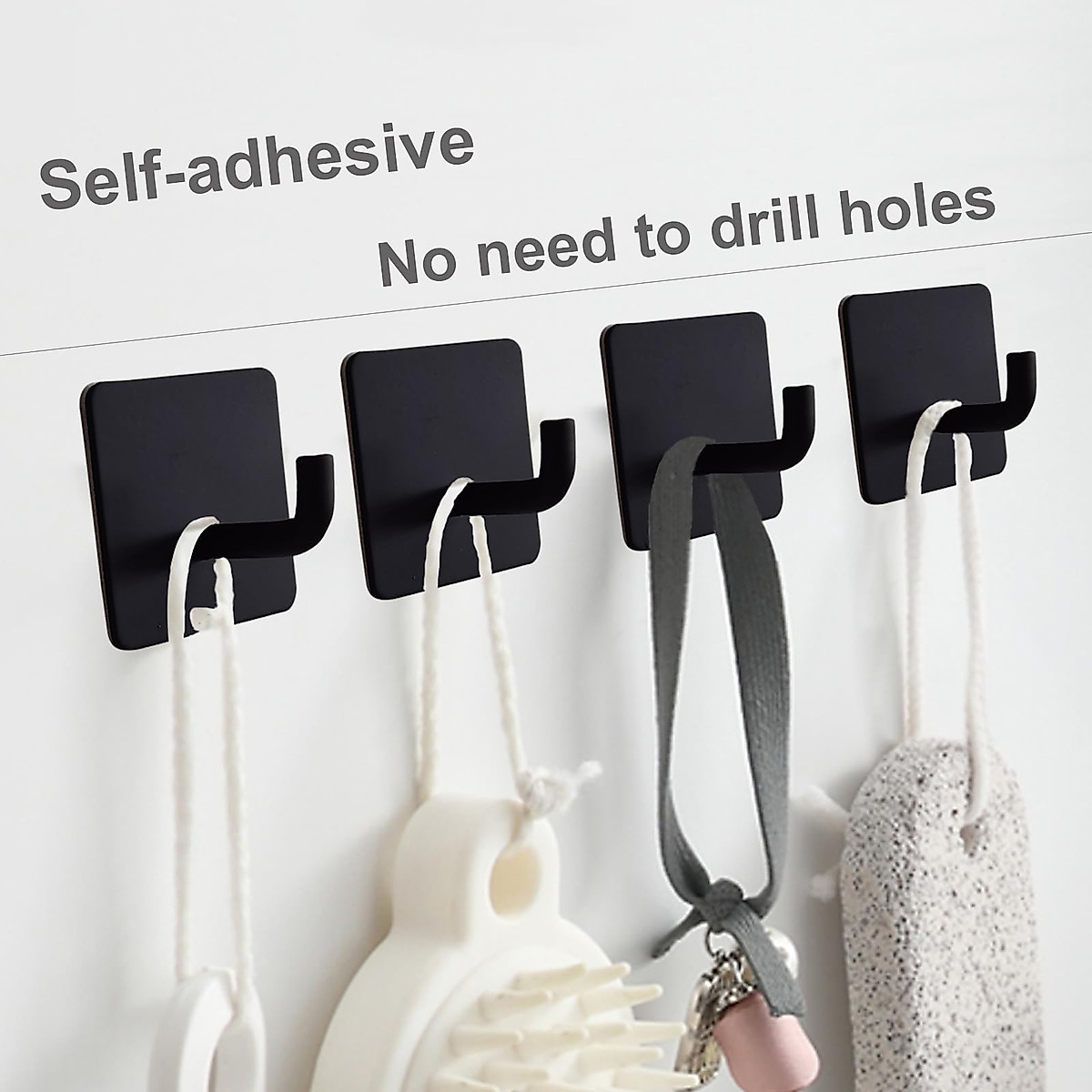 Yukrilt Adhesive Hooks Heavy Duty Sticky Wall Hooks for Hanging Towels Clothes Waterproof Removable Stainless Steel Holders Bathroom Kitchen Hook 4 Pack