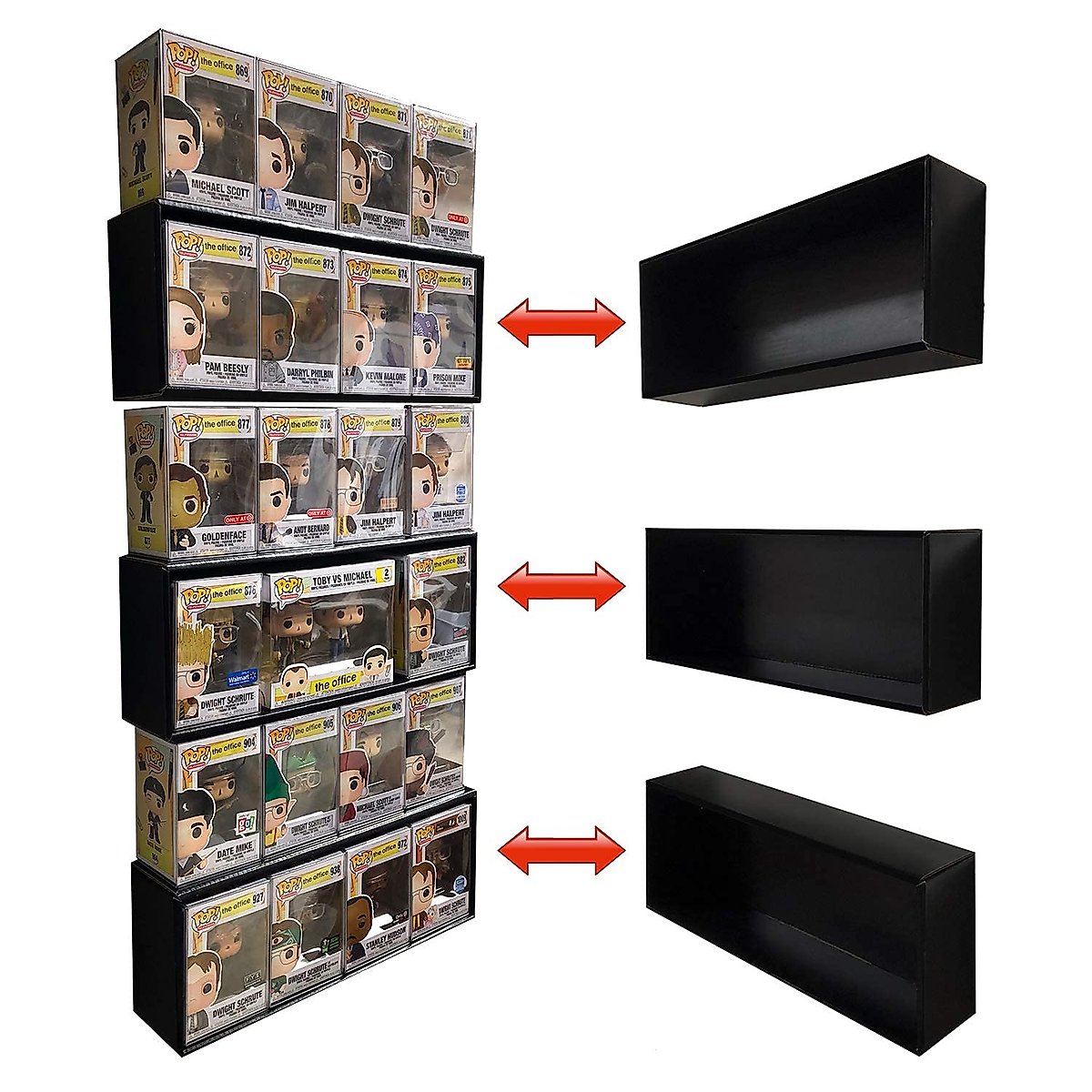15 Single Row in Box Display Cases for 4 in. Funko Pop Collectible Toy Figures, Black Cardboard